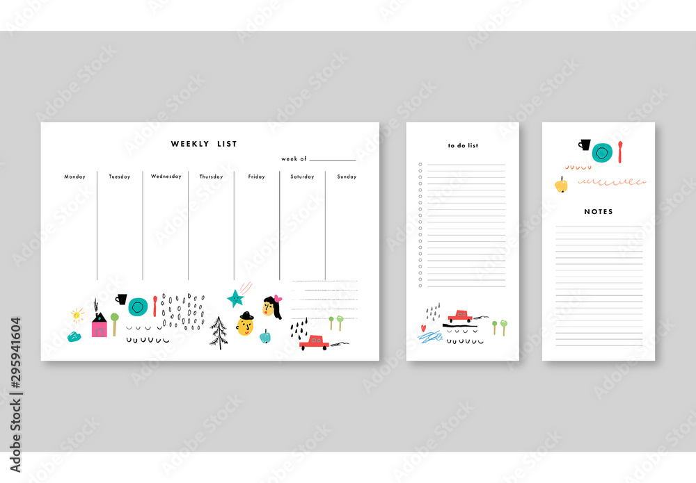 Illsutrative Weekly Planner with Notes and To Do List Layouts Stock ...
