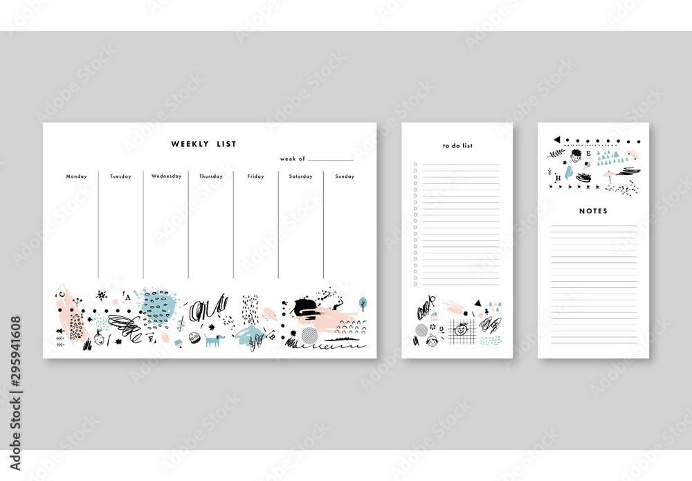 Illsutrative Weekly Planner with Notes and To Do List Layouts Stock ...