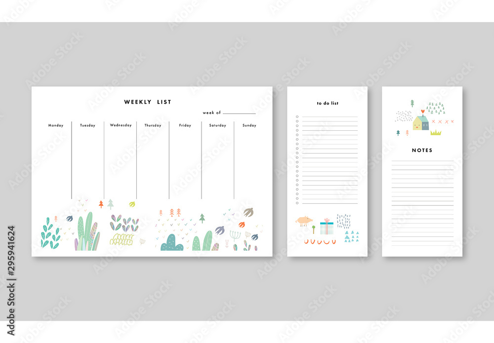 Illsutrative Weekly Planner with Notes and To Do List Layouts Stock ...