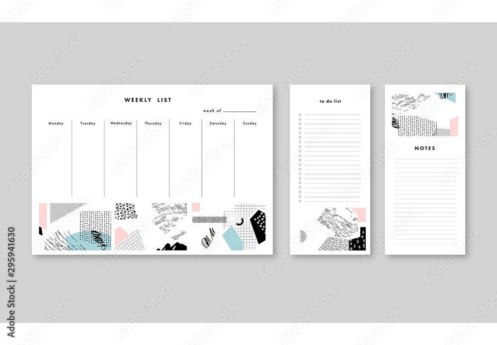 Illsutrative Weekly Planner with Notes and To Do List Layouts Stock ...
