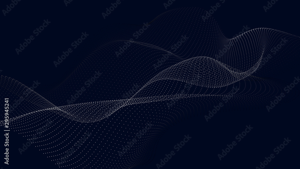 Abstract digital wave of particles. Futuristic point wave. Technology ...