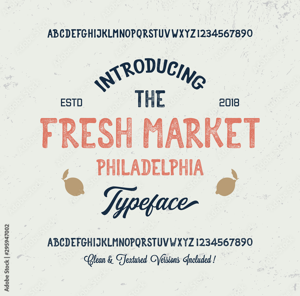 Original Handmade Font. Retro Typeface. Clean & Textured Versions ...