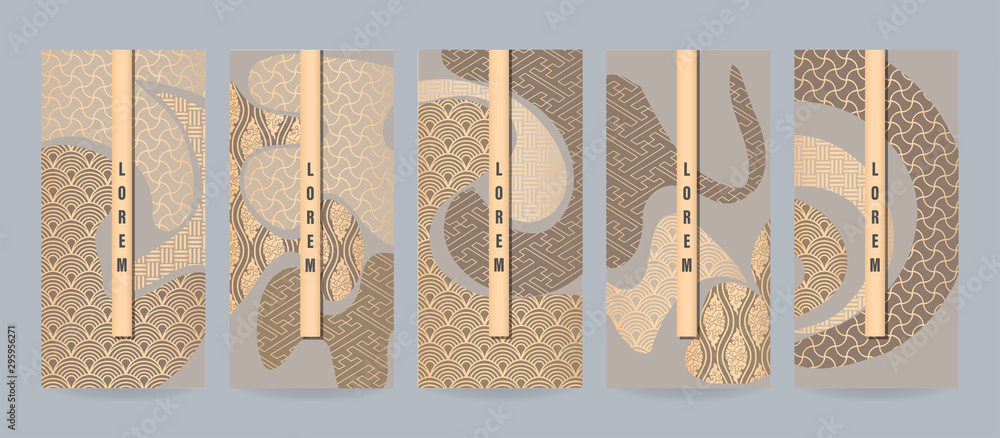 Set of japanese patterns for packaging luxury or premium products ...