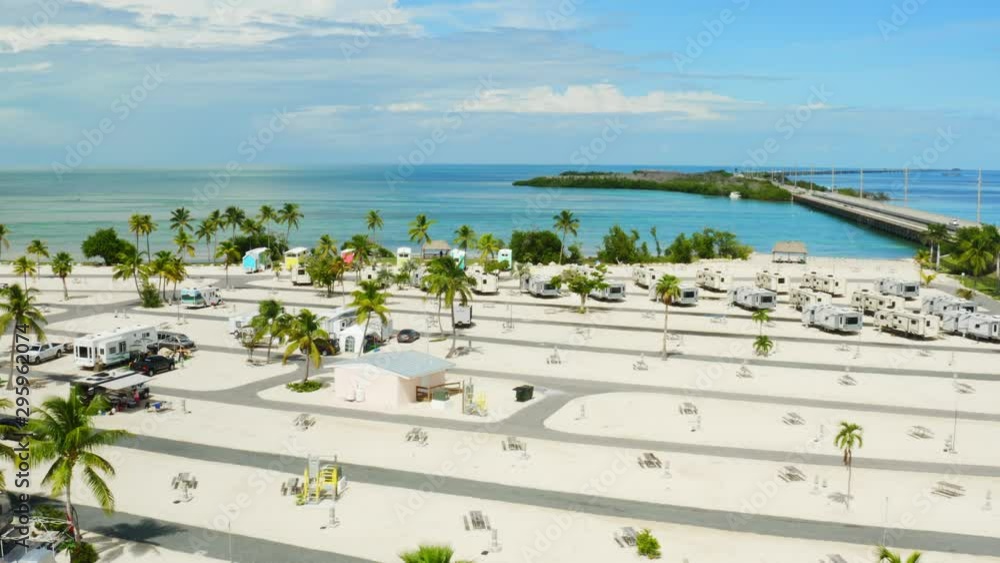 Aerial of RV park in Southernmost point of United States, camp ground ...