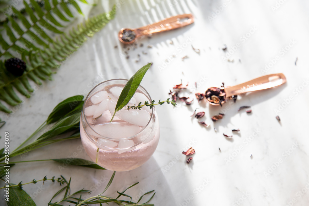 Pink Cocktail on Marble Background Stock Photo | Adobe Stock