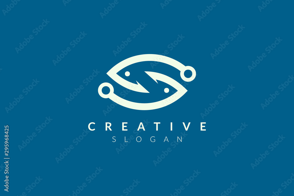 Abstract minimalist fish shape vector design. Simple fish design, flat ...