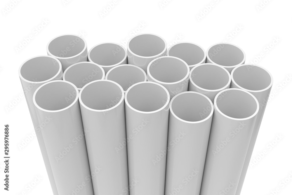 Tubes PVC pipes isolated on white background, 3D rendering Stock ...