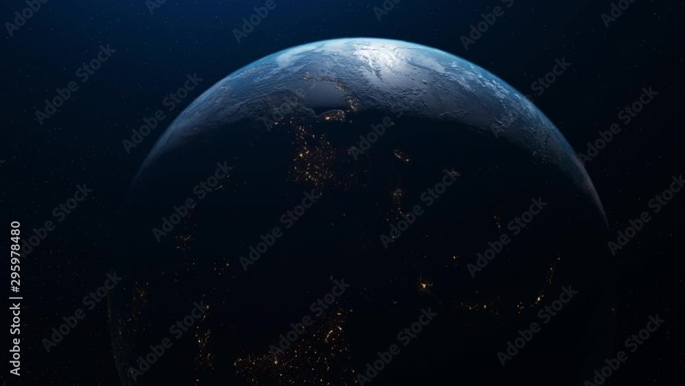 Abstraction of realistic world globe spinning slowly animation ...