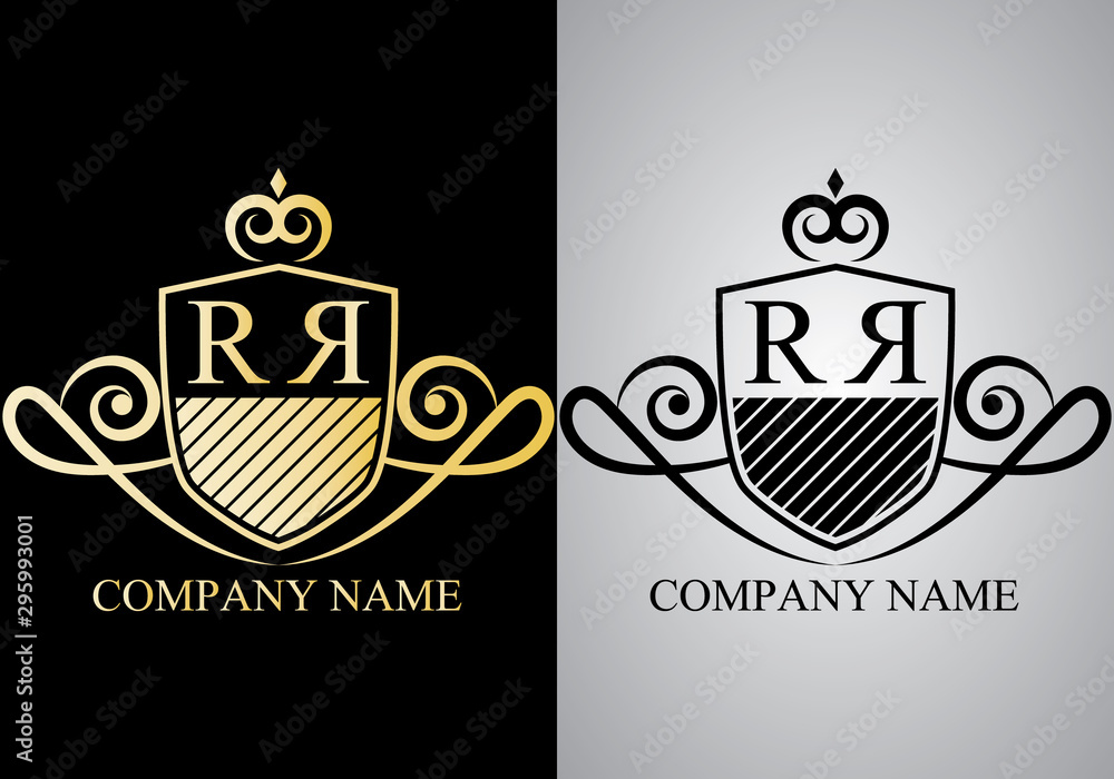 Crest logo isolated on background. Letter R logo, Initials logo ...
