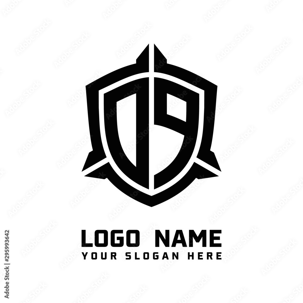 initial OP letter with shield style logo template vector. shield shape ...