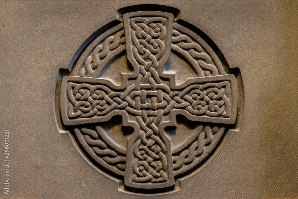 Wonderful embossed Celtic stone cross, full of details and textures in ...