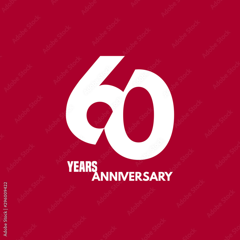 60 years anniversary vector icon, logo. Design element with composition ...