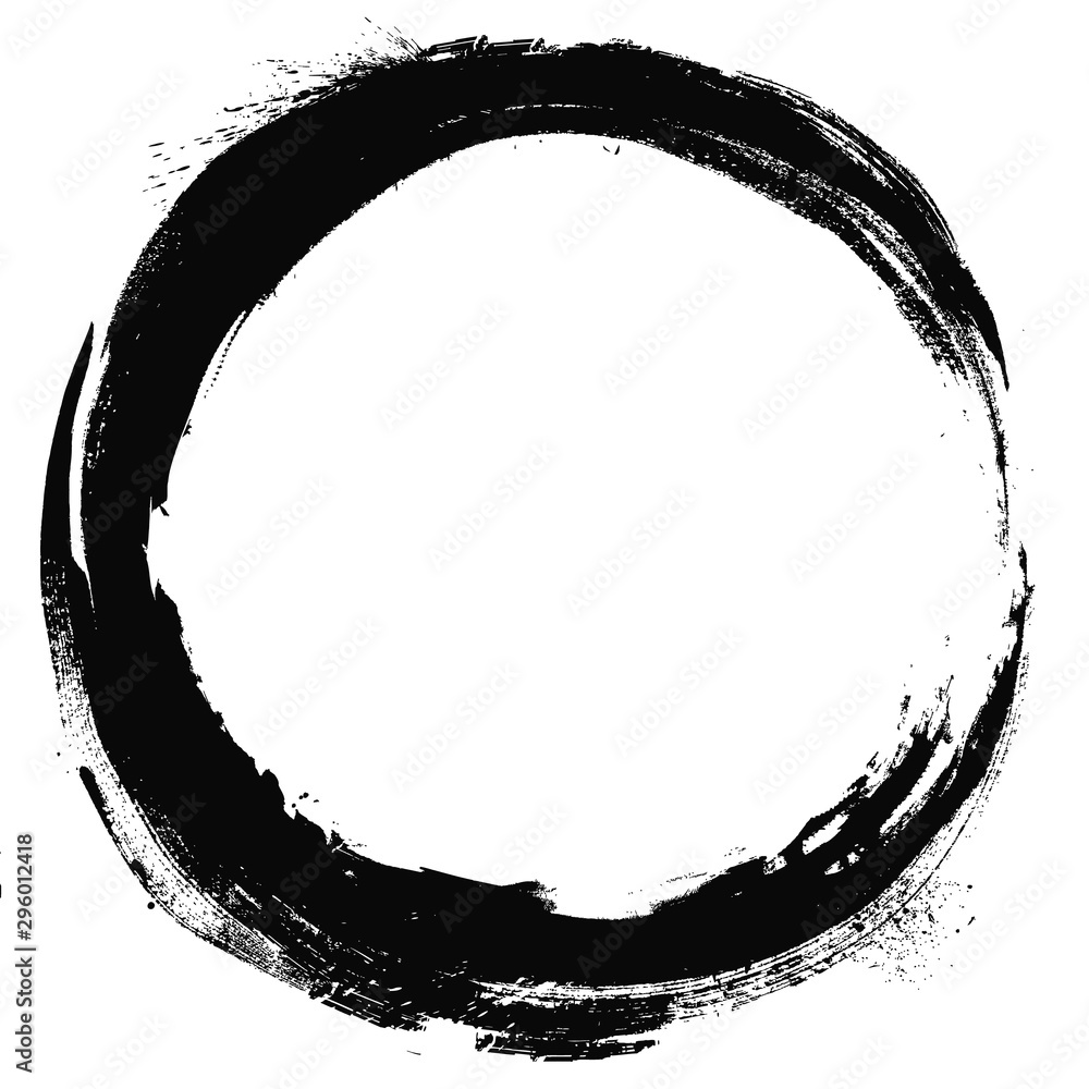 The circle is an ink drawing with texture of brush strokes . 2D ...