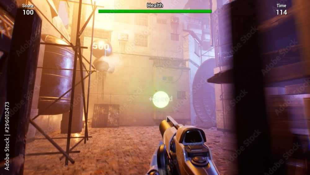 3D imitation of first-person shooter video game. Walkthrough in ...