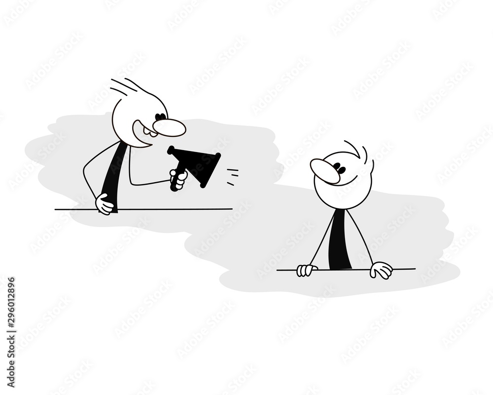 Doodle stick figure: Man shouting through a megaphone. Men talking ...