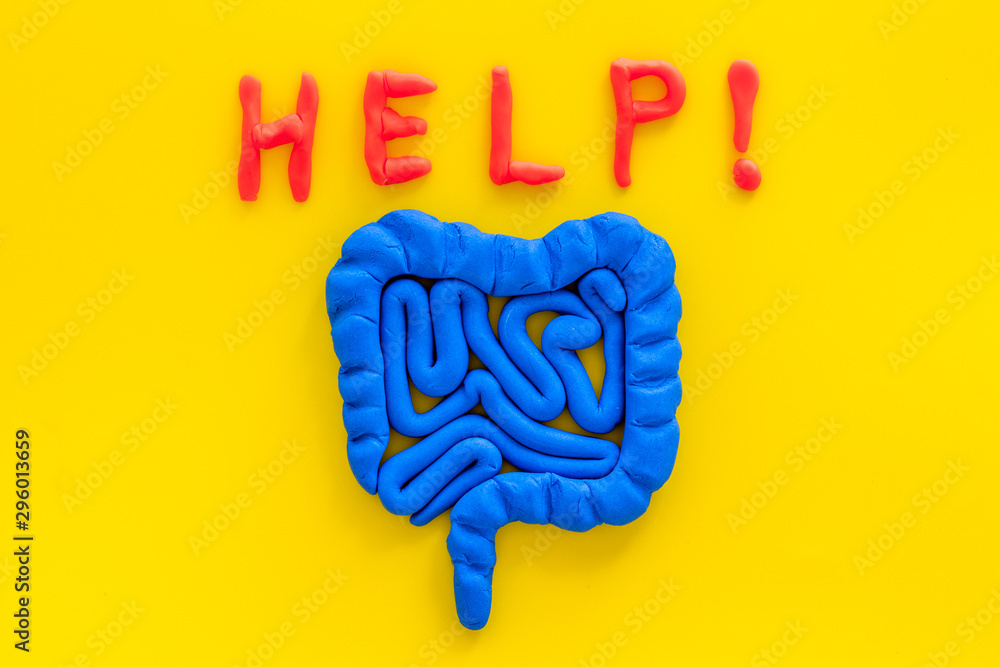 Intestines illness and treatment. Word help near guts on yellow ...
