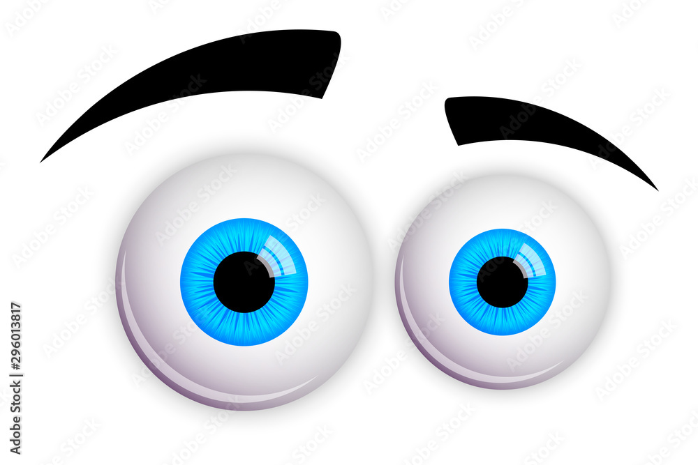 Colorful Cartoon Funny Blue Eyes. Vector Isolated illustration on white ...