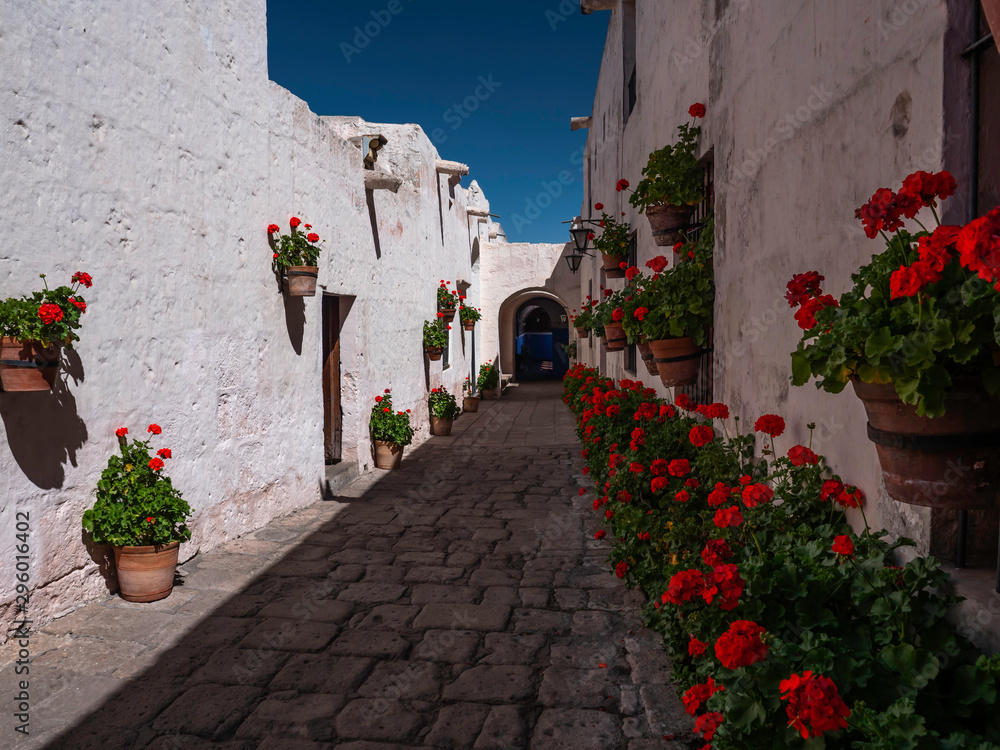 Reproduction of typical Castilian-style street with a combination of ...
