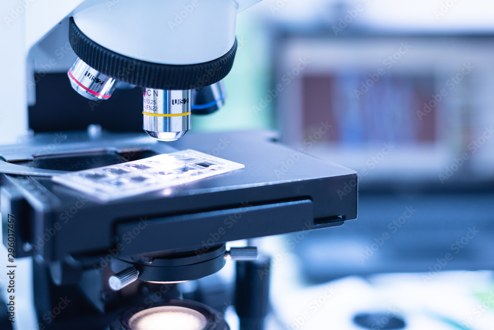 Selective focus microscope lens for scientist diagnosis and urine exam ...