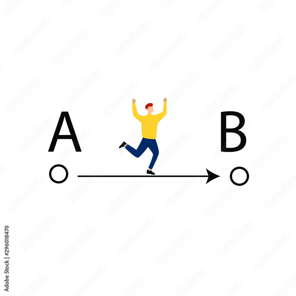 Distance between points A and B outline icon. From point A to point B ...