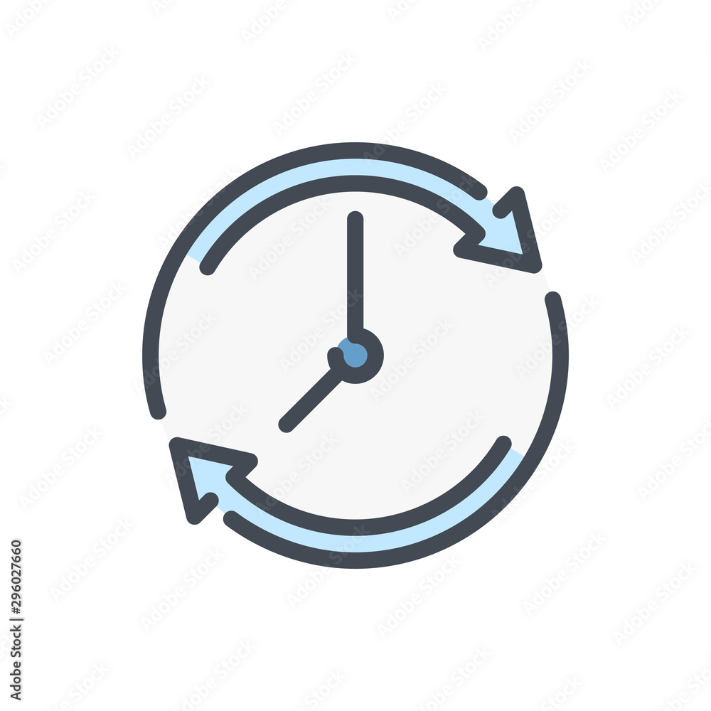 Refresh time color line icon. Update clock vector outline colorful sign ...