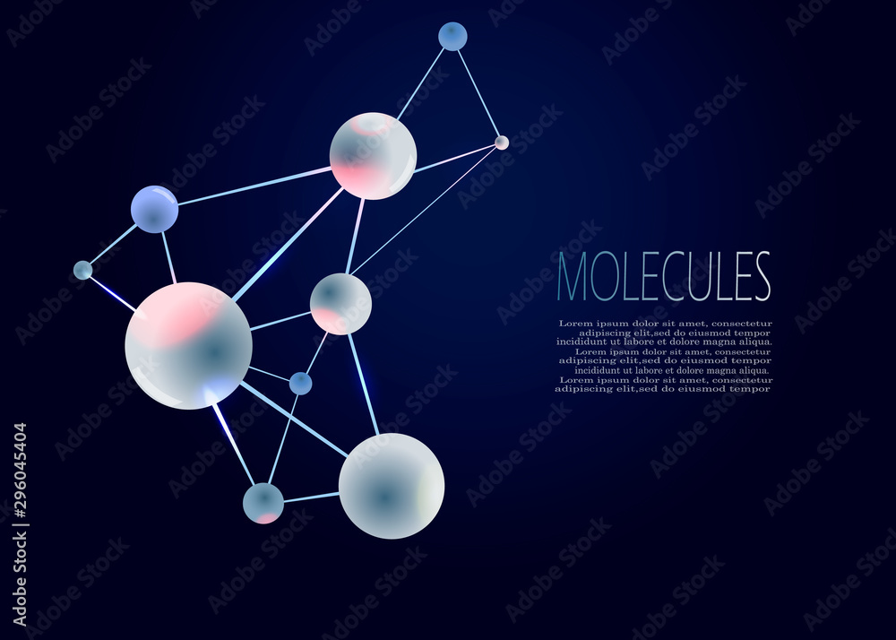 Molecules and atoms vector abstract background, science chemistry and ...
