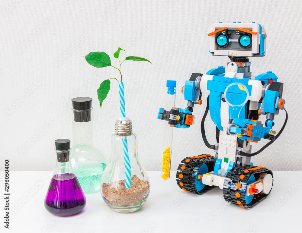 October, 2017. Minsk, Belarus. STEM education class. Robotics. The Lego ...