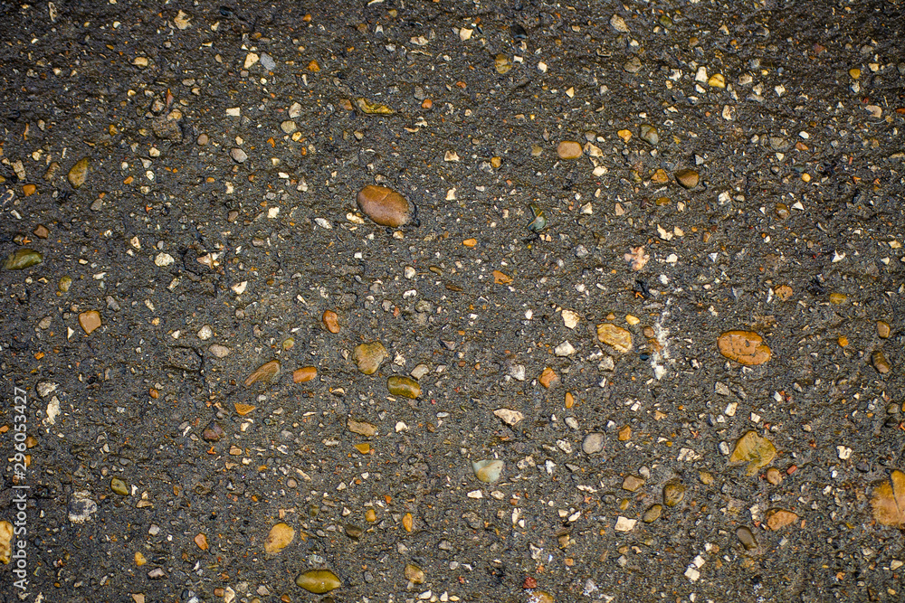Texture of dry gray asphalt with pebbles and small stones. Concept of ...