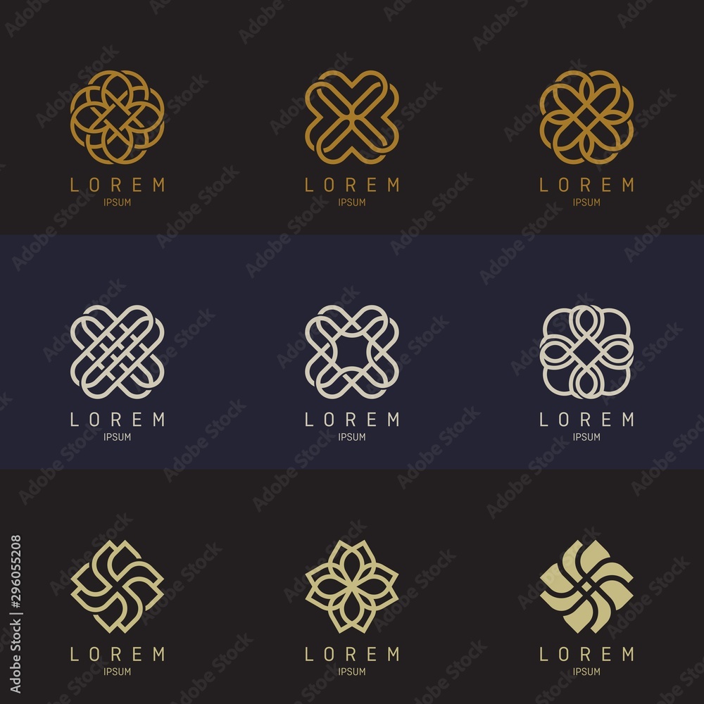 Geometric logo template set. Vector ornamental symbols Stock Vector ...