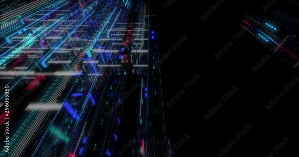 Video „Seamless fly through of abstract circuitry with digital grid ...