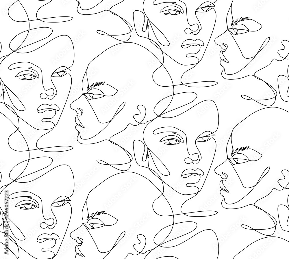 One line seamless pattern. Continuous line drawing background. Stock ...