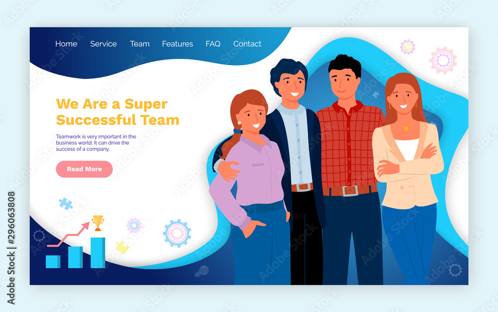 Super successful team, group of people standing together, teamwork win ...