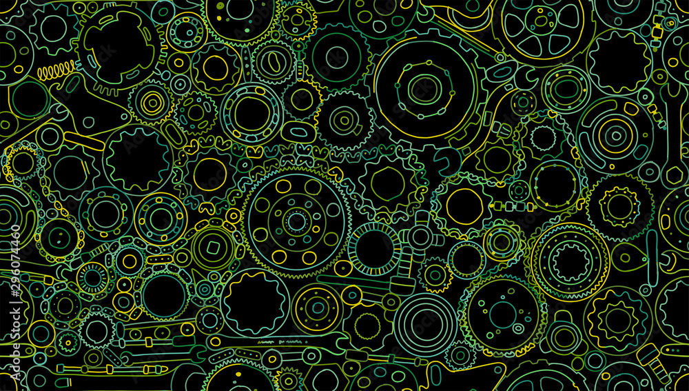 Auto spare parts and gears, seamless pattern for your design Stock ...