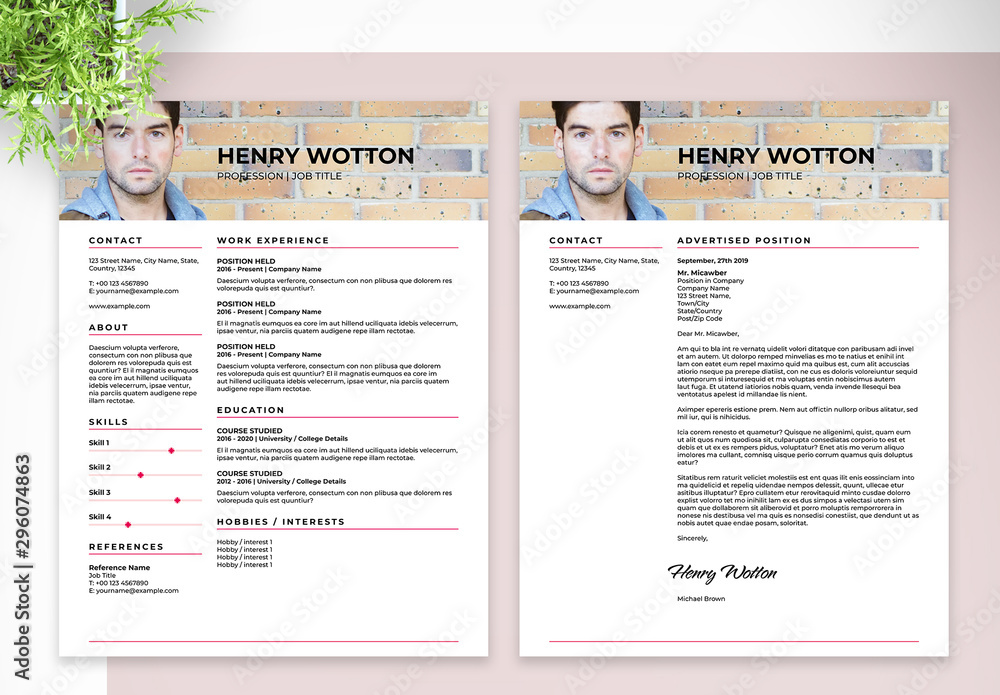 Resume and Cover Letter with Blue Accents Stock Template | Adobe Stock