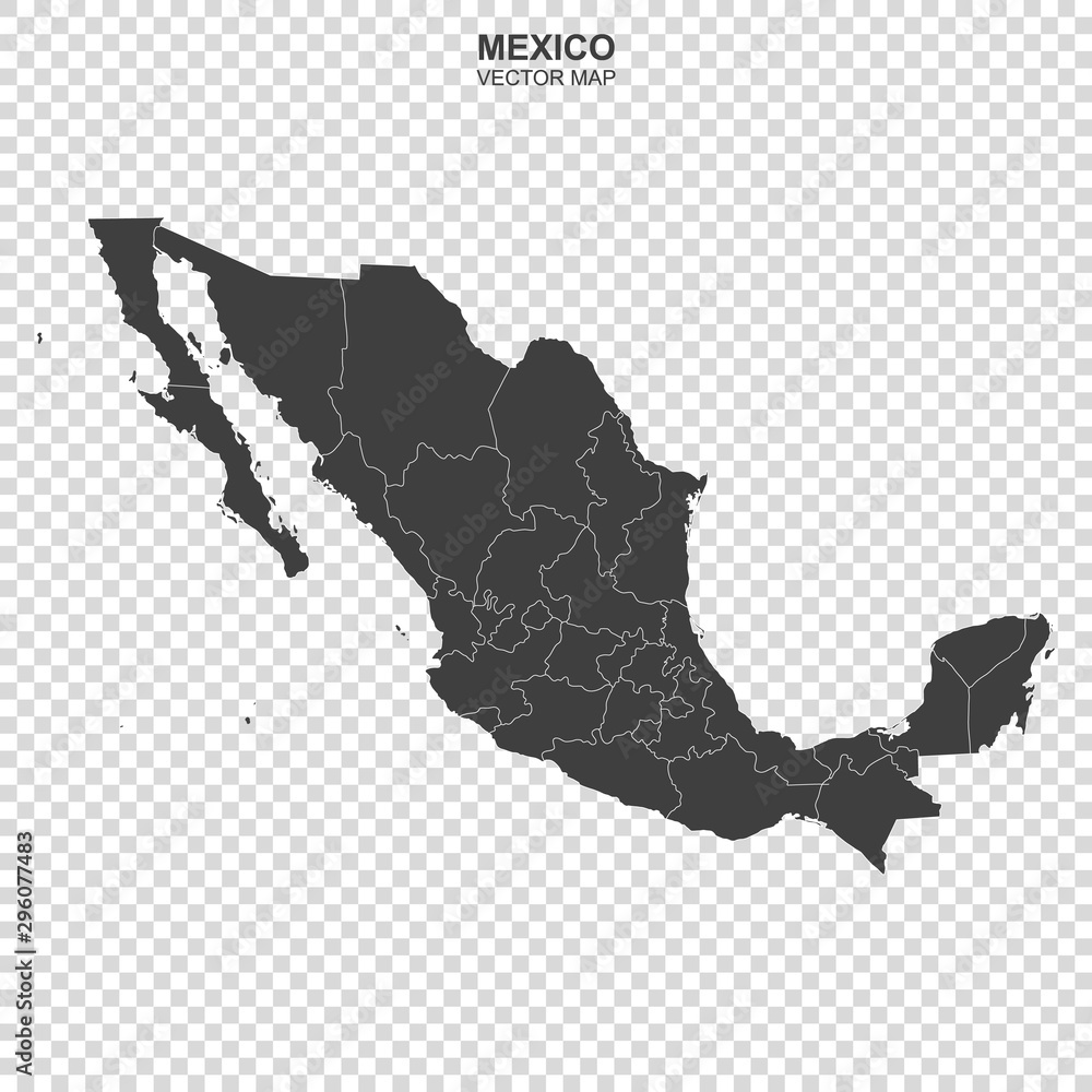 political map of Mexico isolated on transparent background Stock Vector ...
