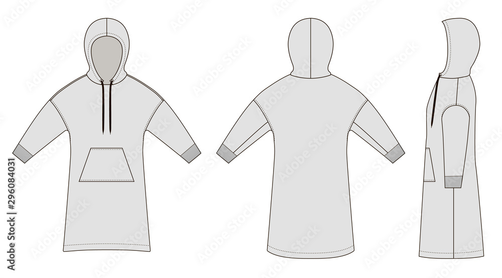 Fashion technical sketch of long smock in vector graphic Stock Vector ...