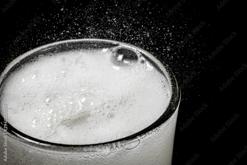Fizz Sparkling Water Refreshing Bubbly Soda Pop With Ice Cubes Cold