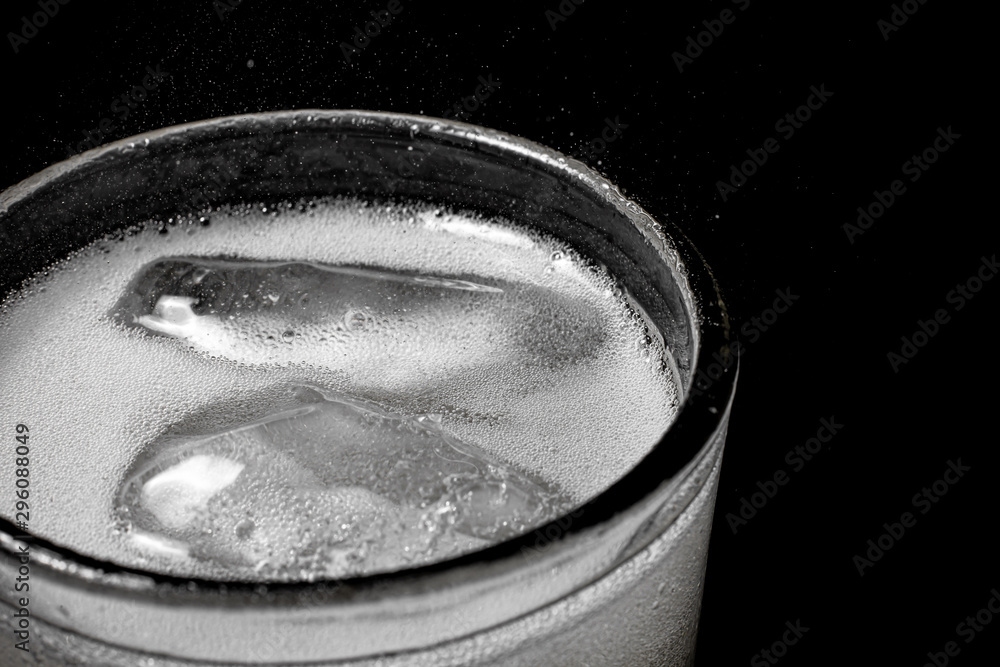 Fizz Sparkling Water Refreshing Bubbly Soda Pop With Ice Cubes Cold