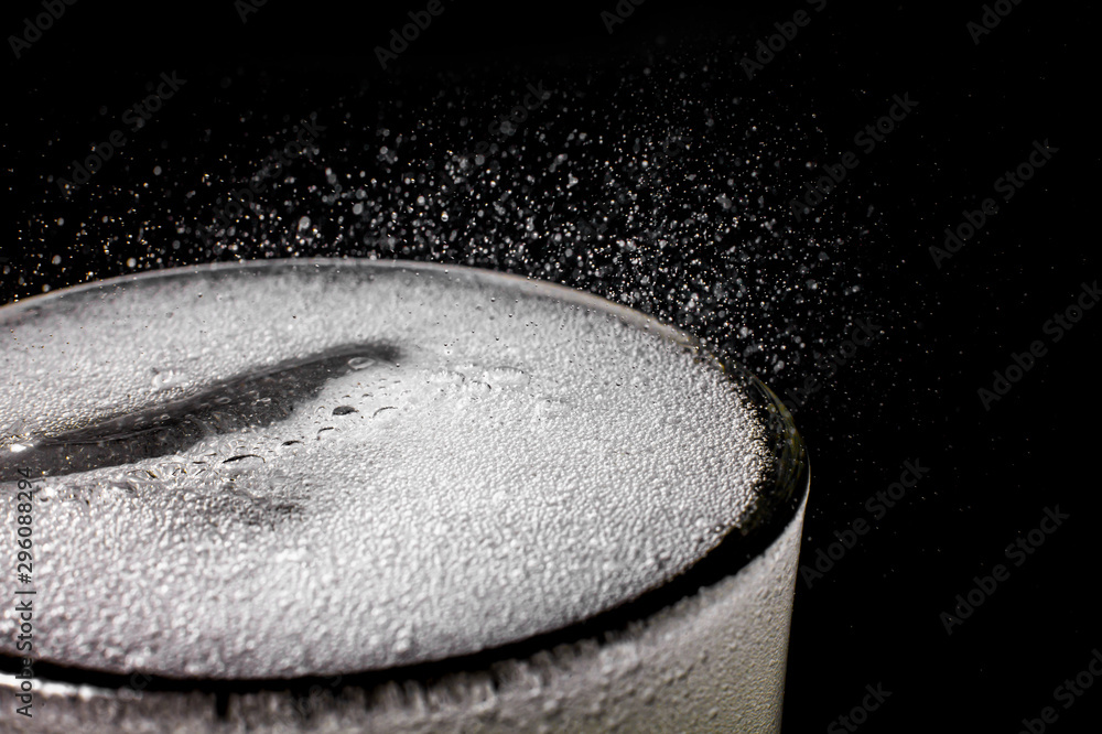 Fizz Sparkling Water Refreshing Bubbly Soda Pop With Ice Cubes Cold