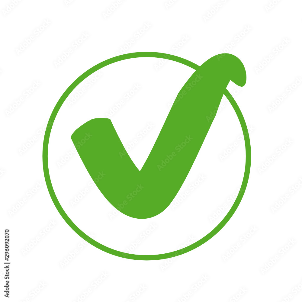 Checkmark or tick mark sign, symbol. Acceptance, approval, right choice ...