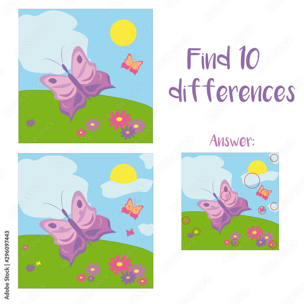 Find differences. Preschool activity for children/ A simple educational ...