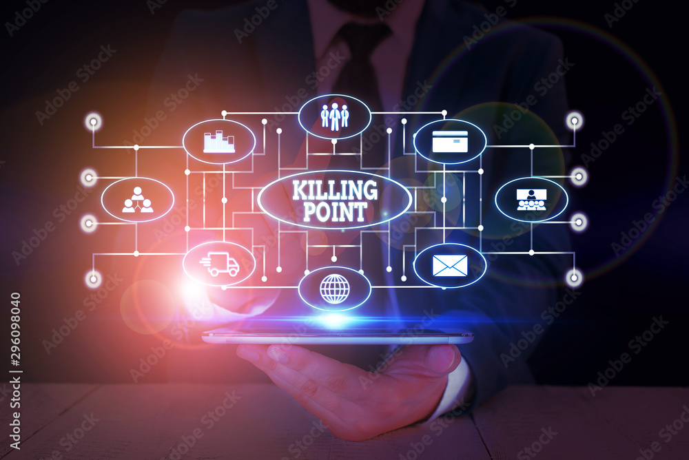 Text sign showing Killing Point. Business photo text Phase End Review ...