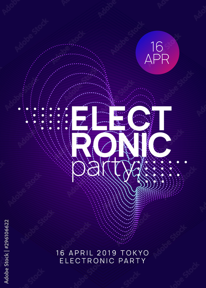 Dj party. Dynamic gradient shape and line. Trendy discotheque brochure ...