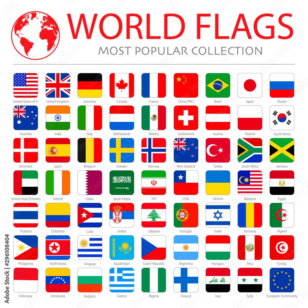 Vector high quality collection set of major world countries (major ...