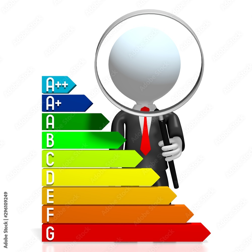 3D energy efficiency chart - power/ electricity saving concept - A++ ...