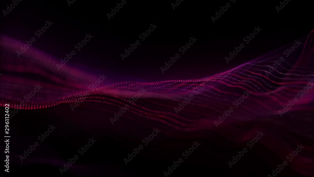 4k video. Looped animation. Wave pattern. Dotted lines. Neon waves ...