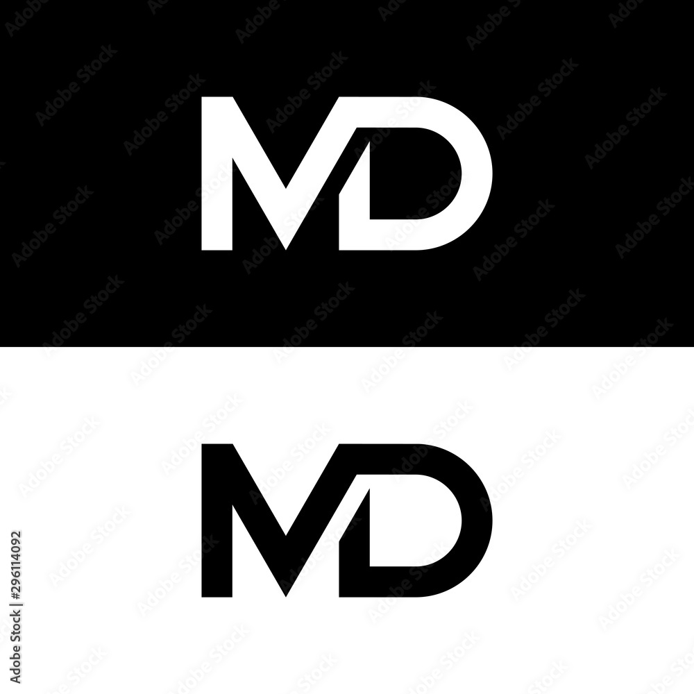Black and White Letter M and D Logo Design Vector Logo Concept Stock ...