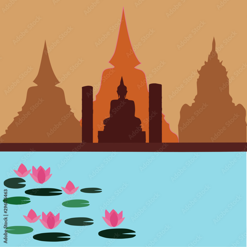Ayudhya temple background in Thailand Stock Vector | Adobe Stock