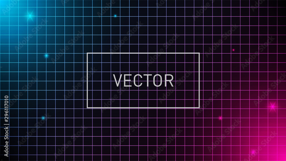 Square grid background with pink and blue glows. VHS effect. Design for ...
