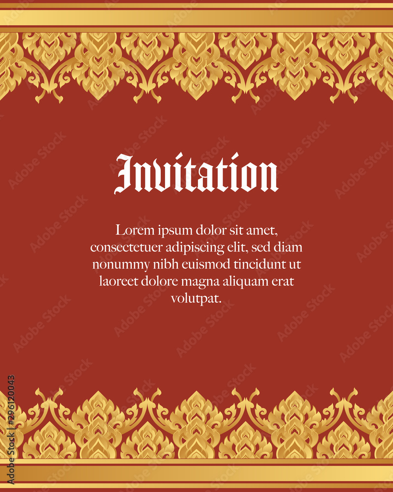 Vector of invitation card template, background and frame border. Thai ...